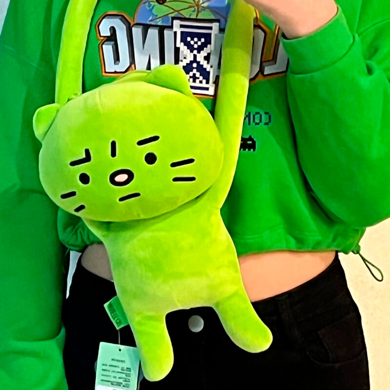 Anxiety Aesthetic Green Cat Messenger Bag - Aesthetic Shop