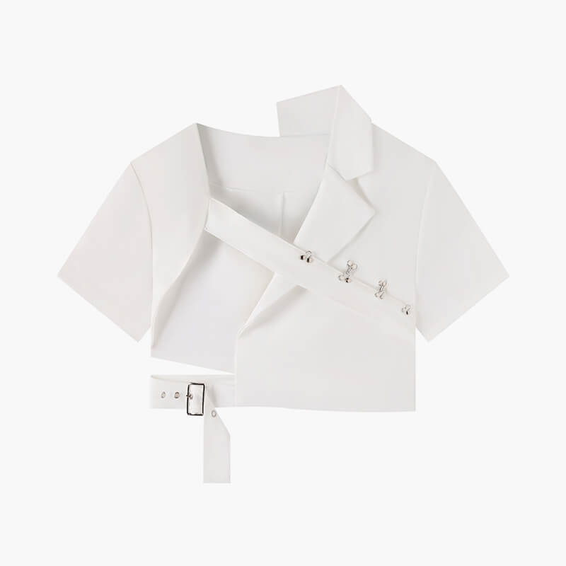 Asymmetric Cross Chest Designer Crop Top - Aesthetic Shop