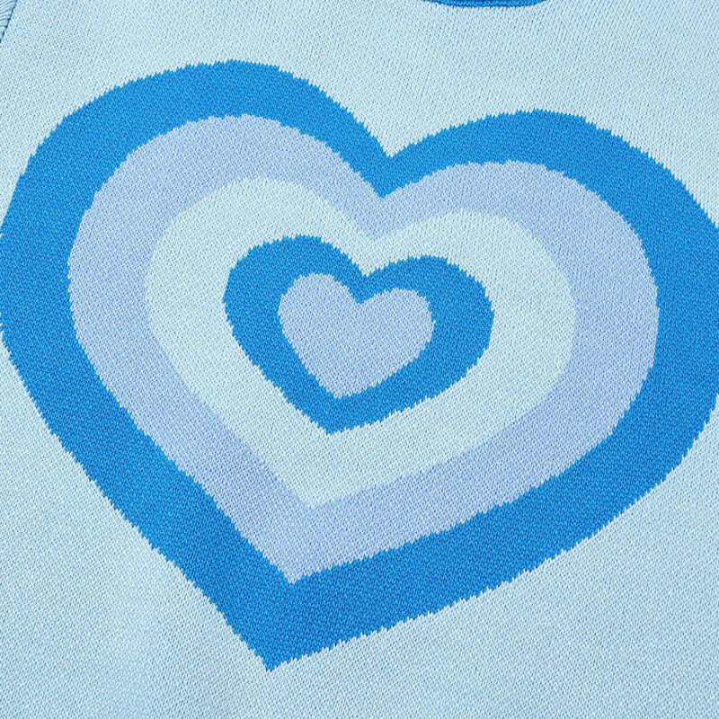 Blue Layered Heart Crop Top - Aesthetic Clothes Shop