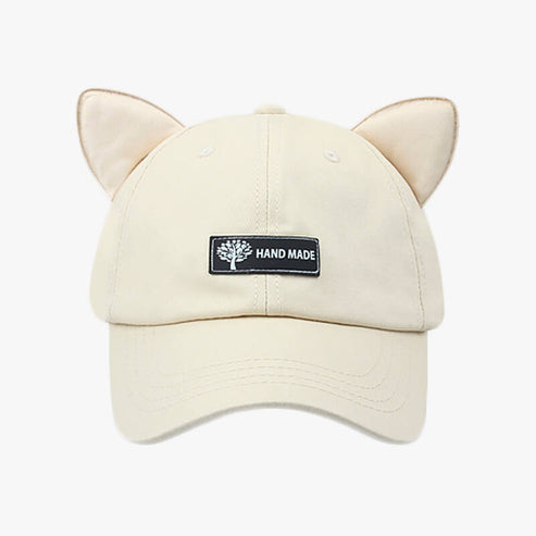 Cat Ears Baseball Cap With Glasses - Aesthetic Clothes Shop