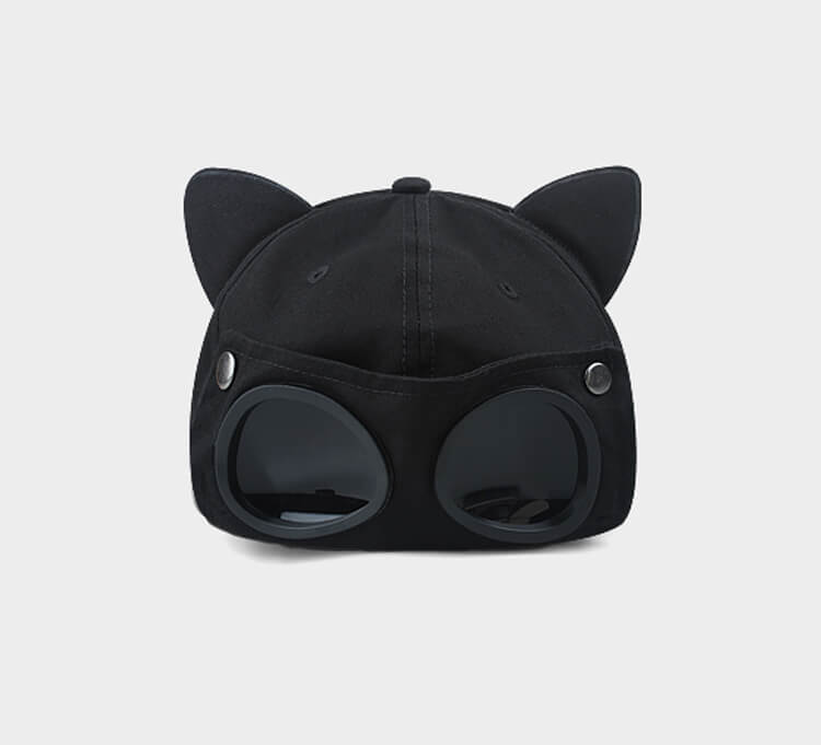 Cat Ears Baseball Cap With Glasses - Aesthetic Clothes Shop