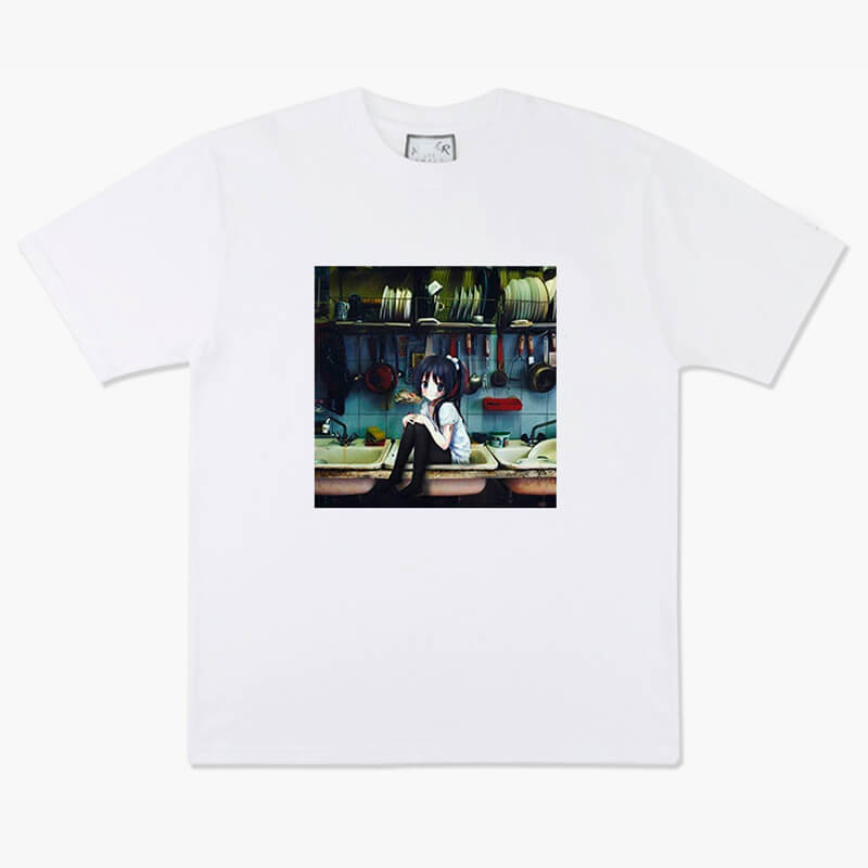 Dullcore Anime Girl in a Dirty Kitchen Sink T-Shirt - AC Shop