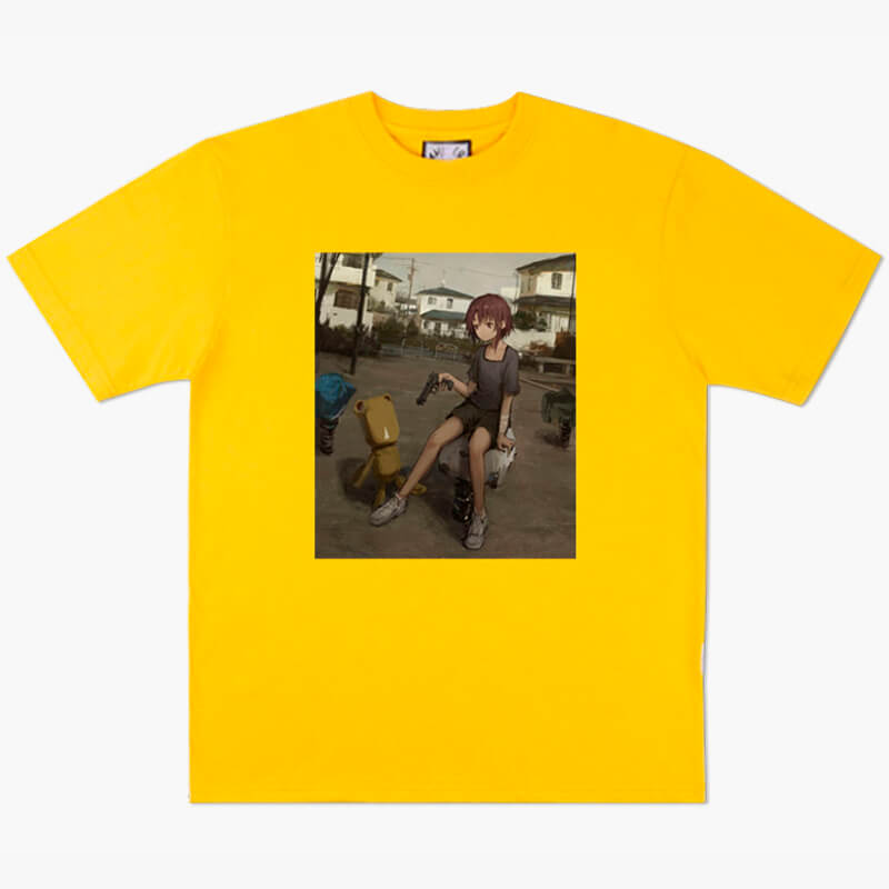 Dullcore Anime Girl with Gun Morute T-Shirt - Aesthetic shop