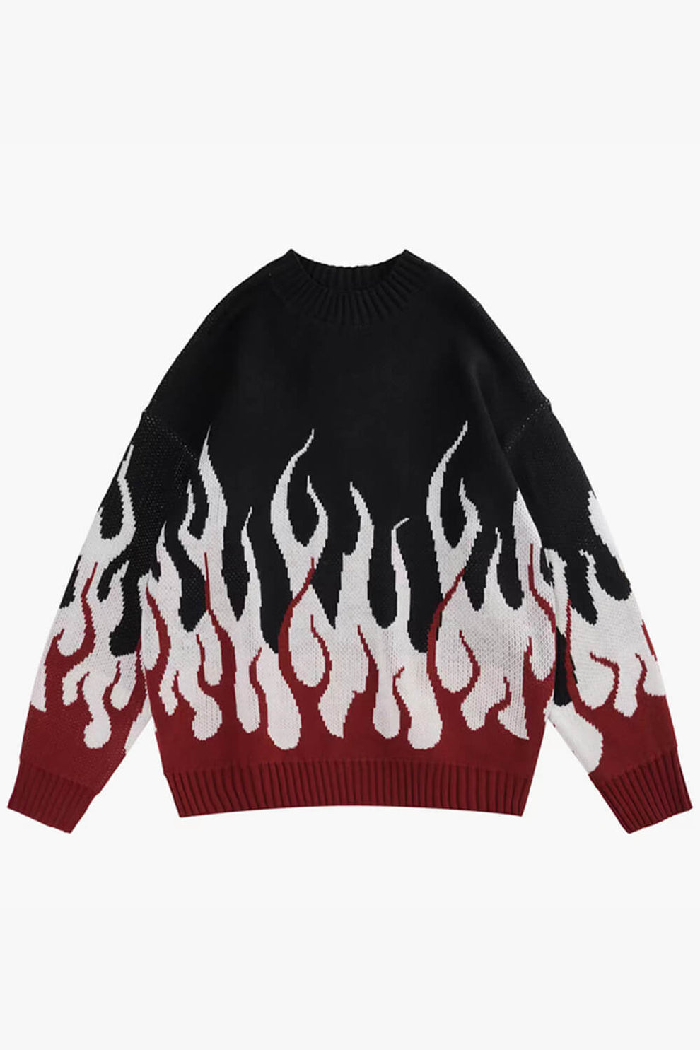 Fire Flame Leaks Graphic Knitted Sweater - Aesthetic Shop