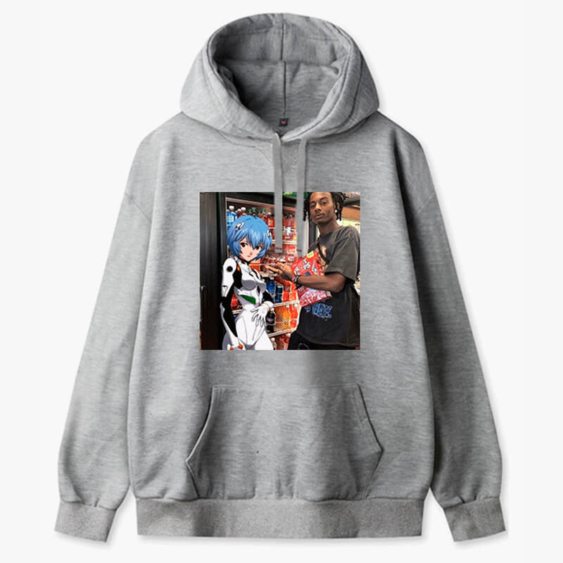 Playboi Carti and Rei Ayanami IRL Anime Aesthetic Hoodie