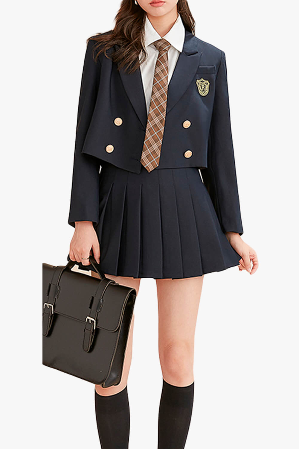 Schoolgirl Uniform Jacket Two Piece Skirt Set for Women
