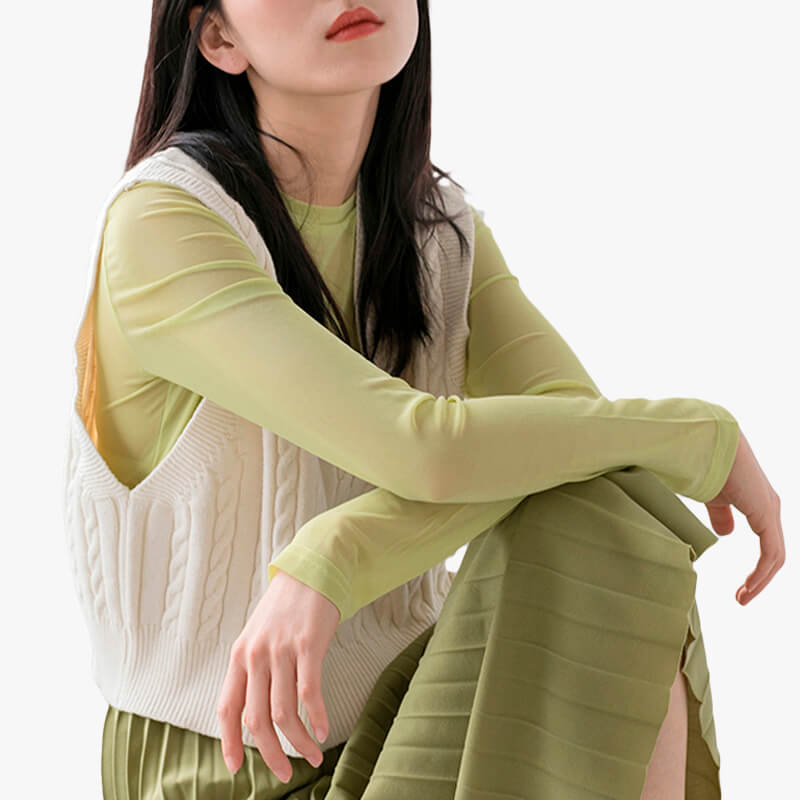 Transparent Silk Mesh Long Sleeve For Women - Aesthetic Shop