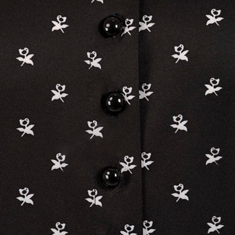 Wednesday Addams Dress Flowers Pattern White Collar - ACS