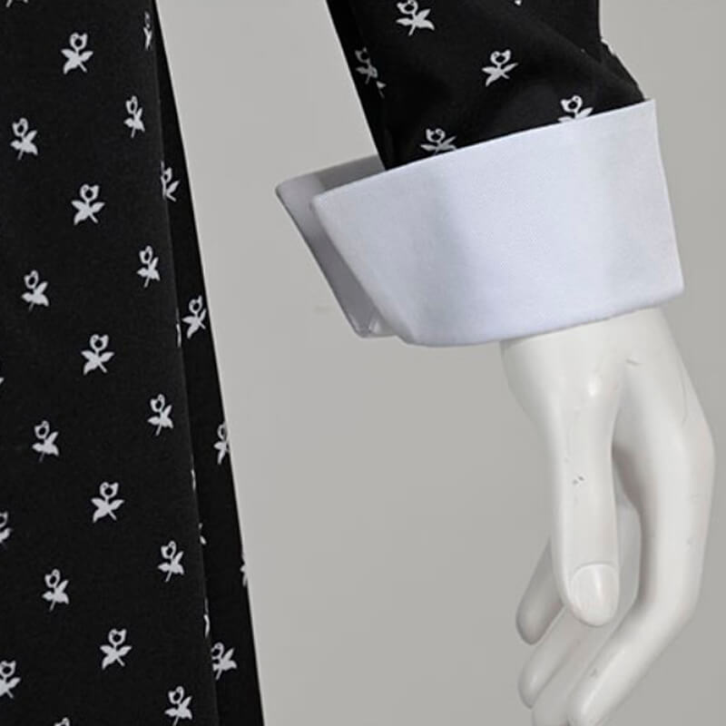 Wednesday Addams Dress Flowers Pattern White Collar - ACS