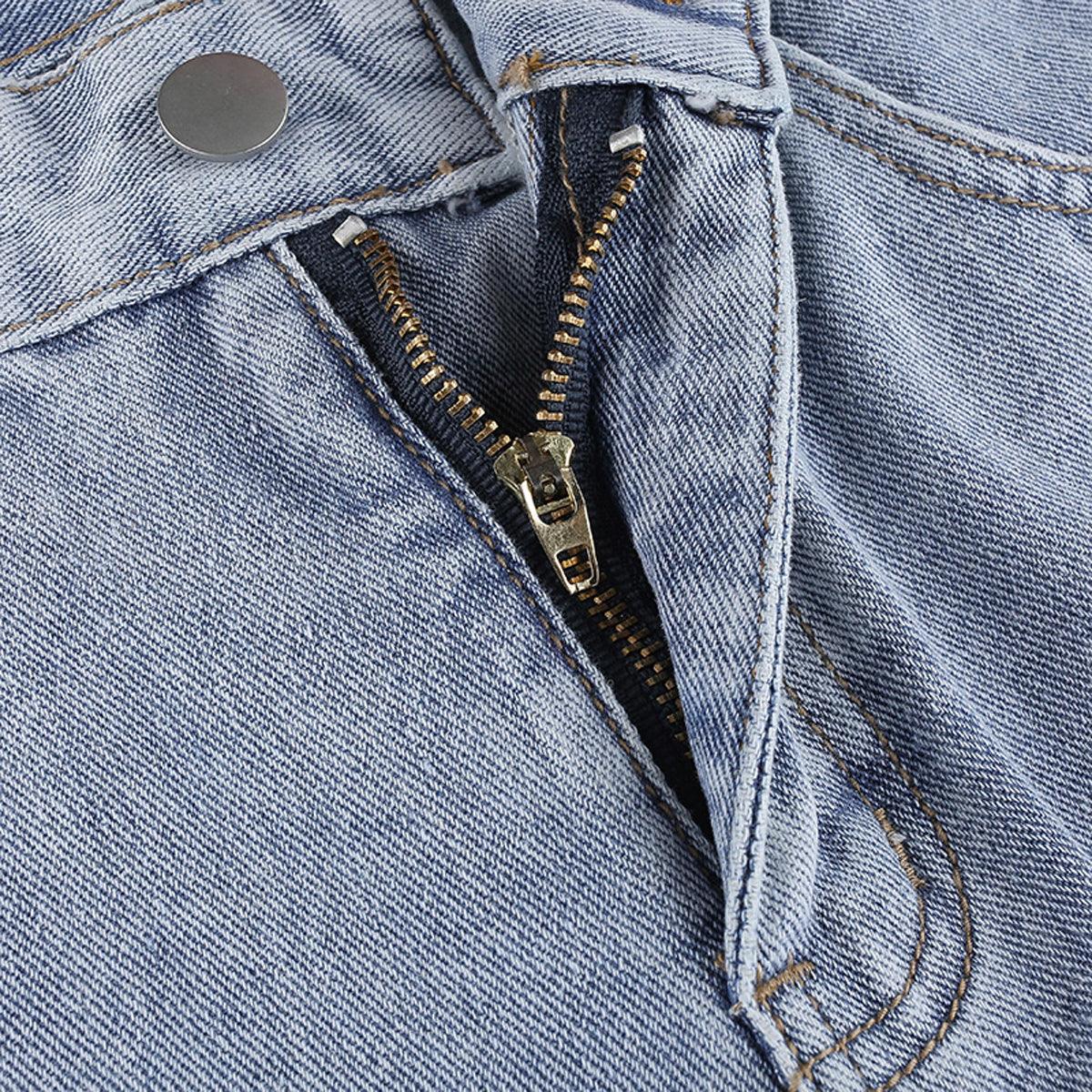 White Butterfly Straight Light Blue Jeans • Aesthetic Shop