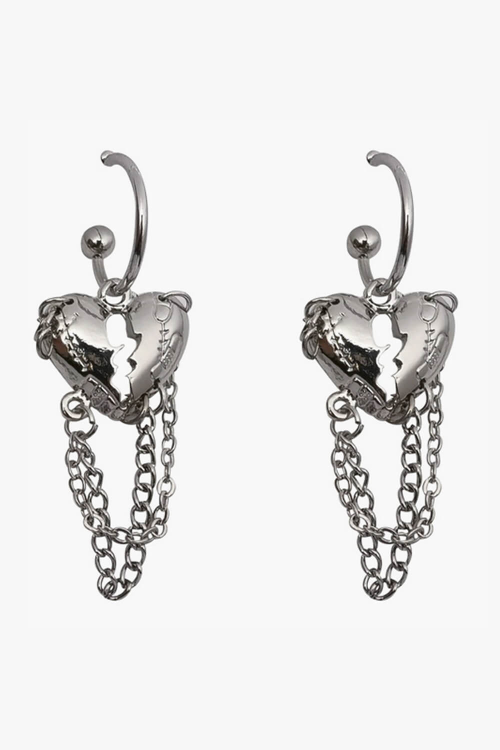 Y2K Emo Aesthetic Earrings Torn Hearts - Aesthetic Shop